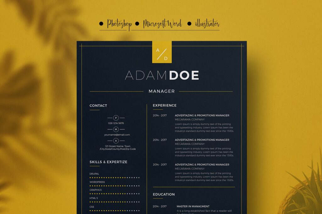 Resume Template & Business Card – MasterBundles