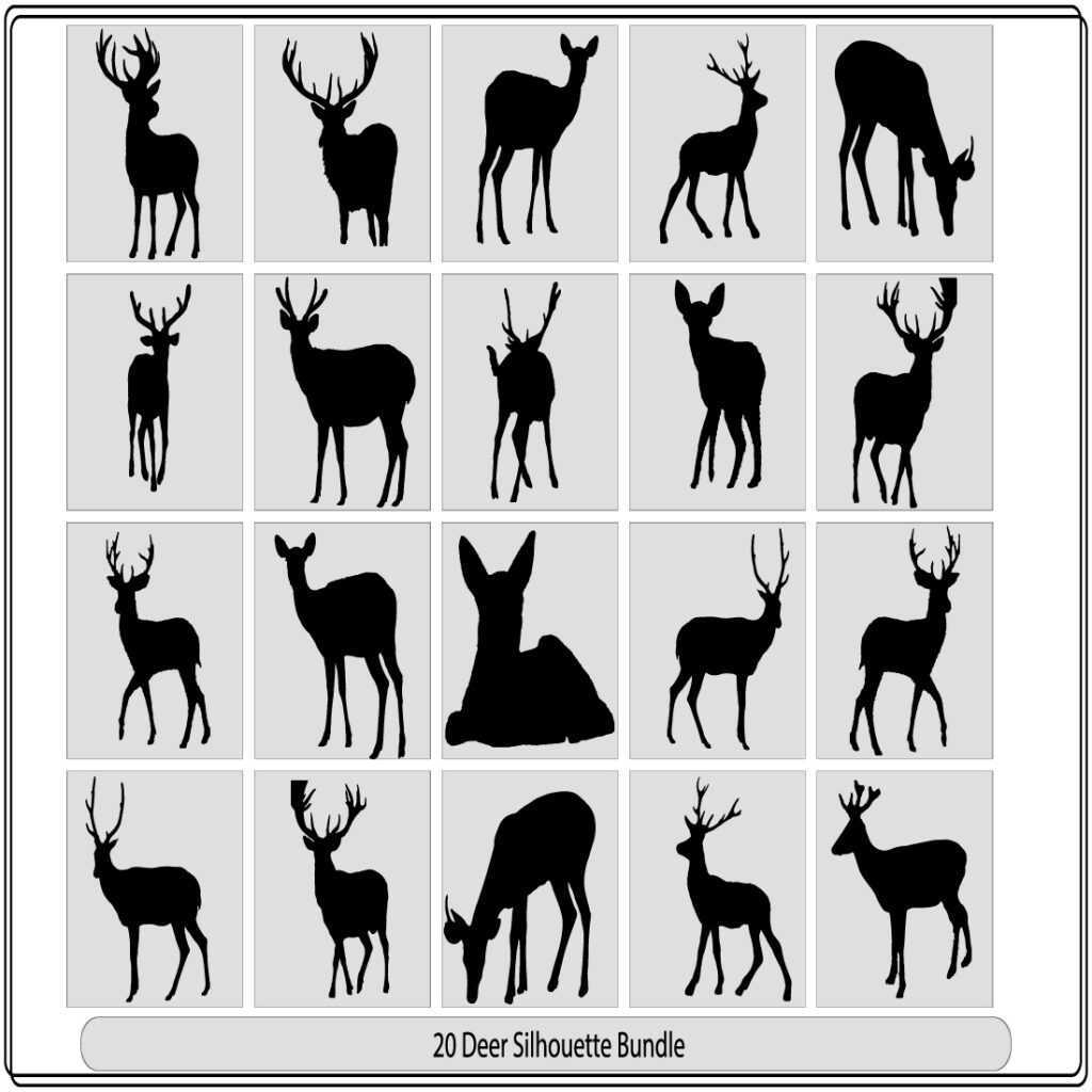 deer vector illustration,Silhouette of beautiful stylized cartoon deers ...