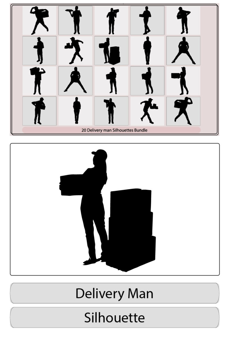 Delivery man silhouette vector,Delivery man silhouette,Courier Service ...