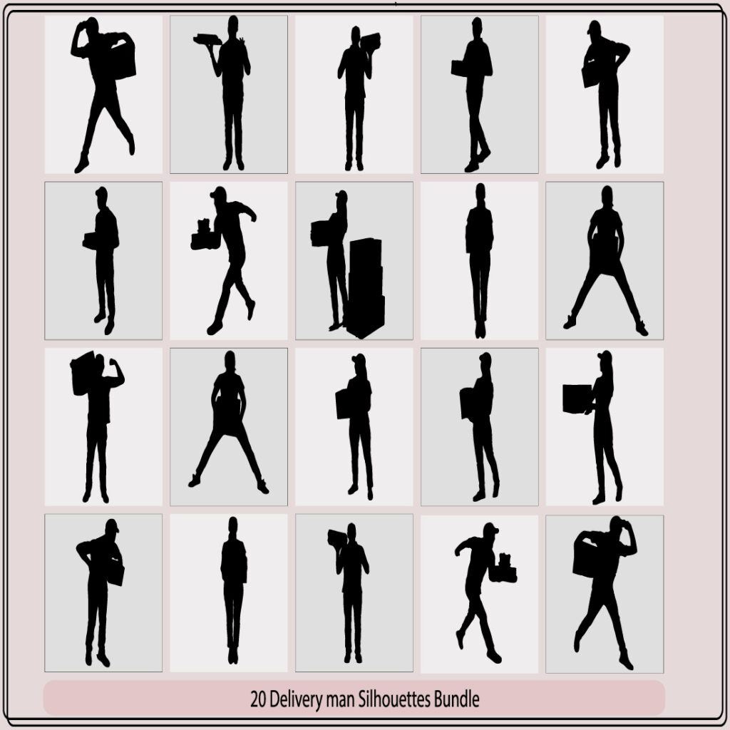 Delivery man silhouette vector,Delivery man silhouette,Courier Service ...