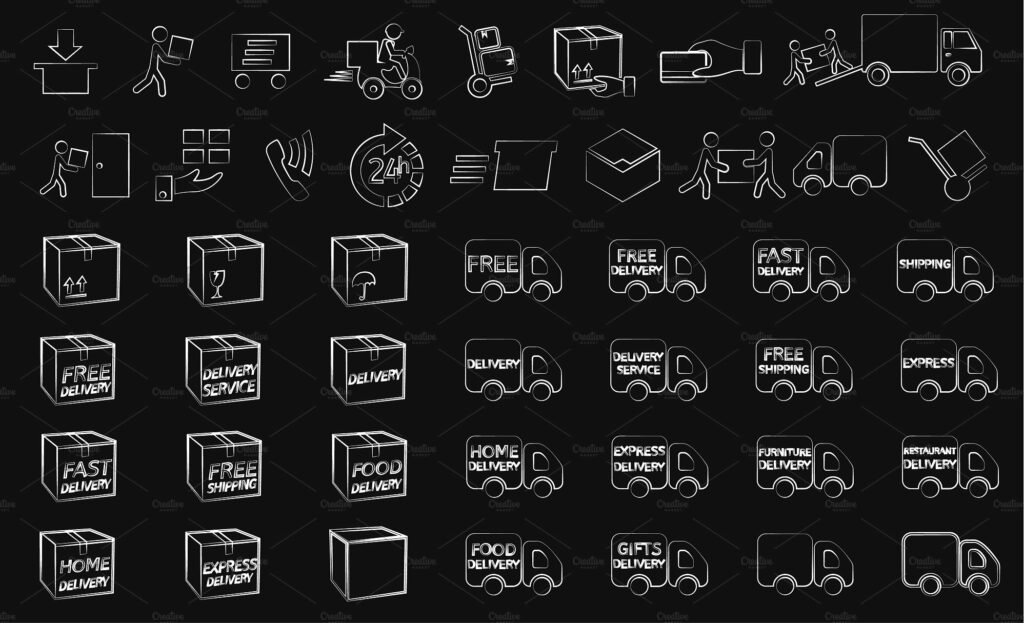 180 Delivery Icons Vector Set – MasterBundles