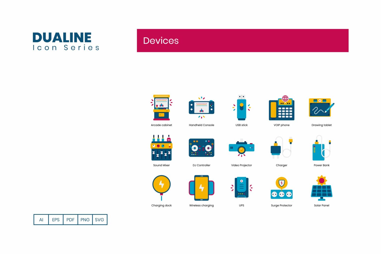 70 Devices Icons | Dualine Flat – MasterBundles
