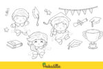 Kids Happy Graduation School Student Graduate Party Digital Stamp ...