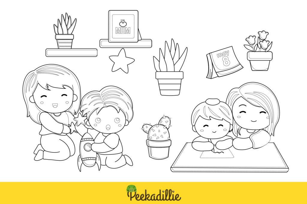 Mother's Day Activity at Home With Kids Boy and Girl With Love Digital ...