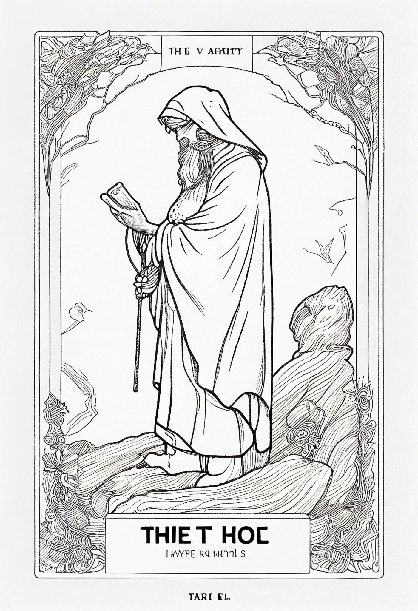 Line Art Tarot Card Designs Midjourney Prompt - MasterBundles