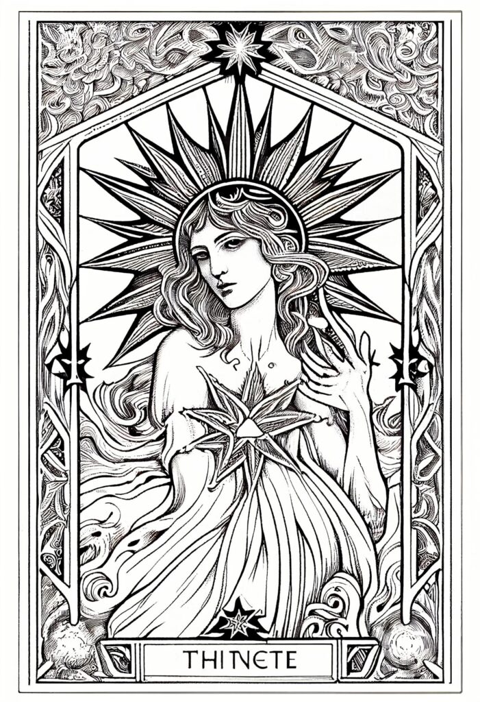 Line Art Tarot Card Designs Midjourney Prompt - MasterBundles