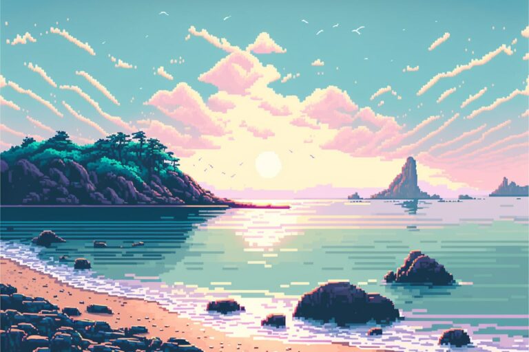 Pixel Nature Landscapes Midjourney Prompt - MasterBundles