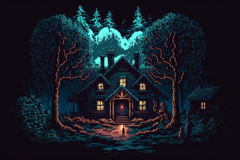 Pixel Horror Game Design Midjourney Prompt - MasterBundles