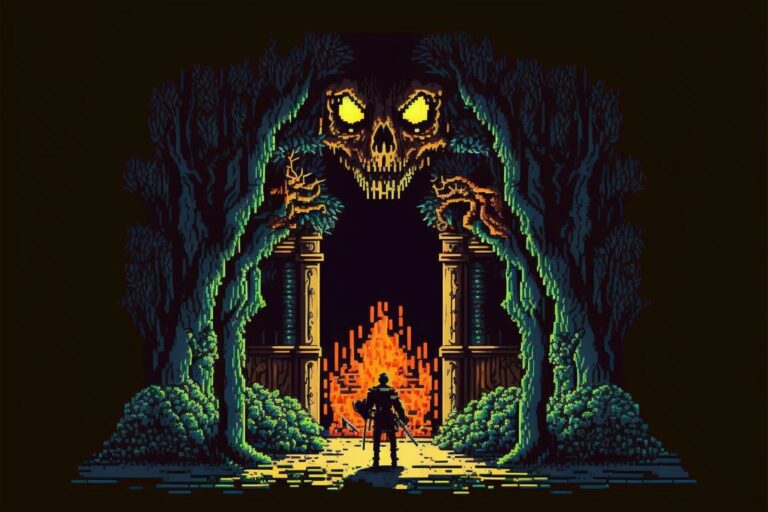 Pixel Horror Game Design Midjourney Prompt - MasterBundles