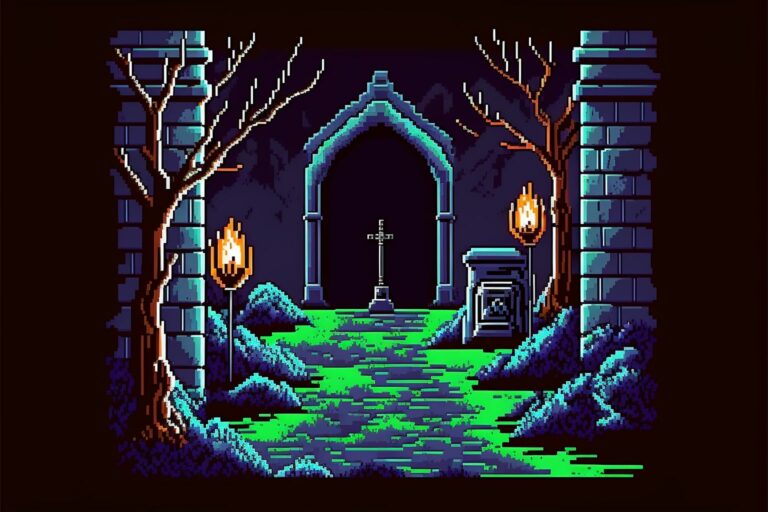 Pixel Horror Game Design Midjourney Prompt - MasterBundles