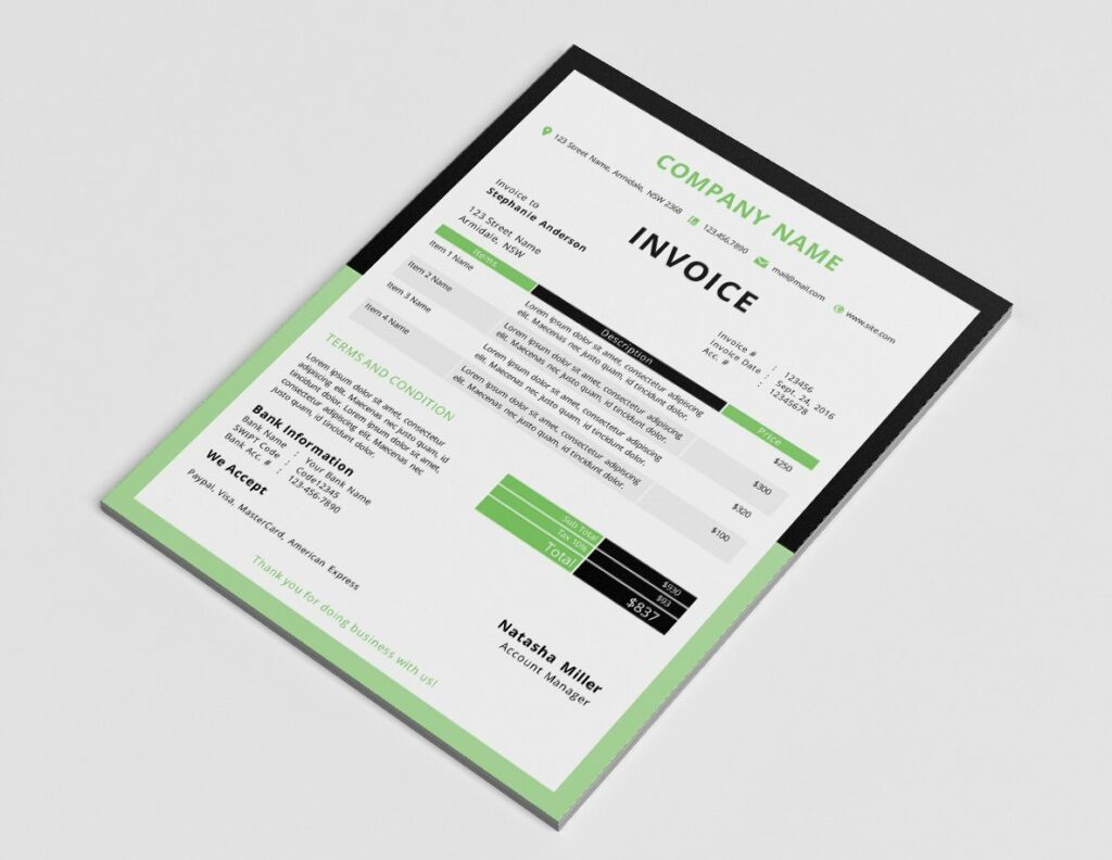 Border invoice template (docx) – MasterBundles