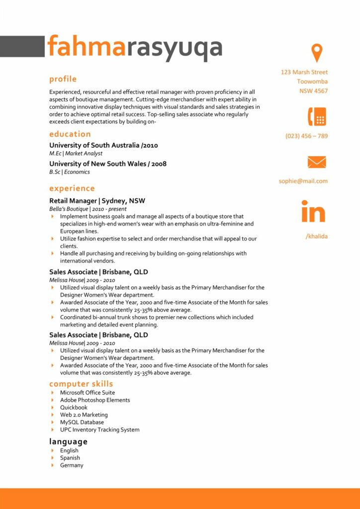 Orange 3 in 1 resume for MS Word – MasterBundles