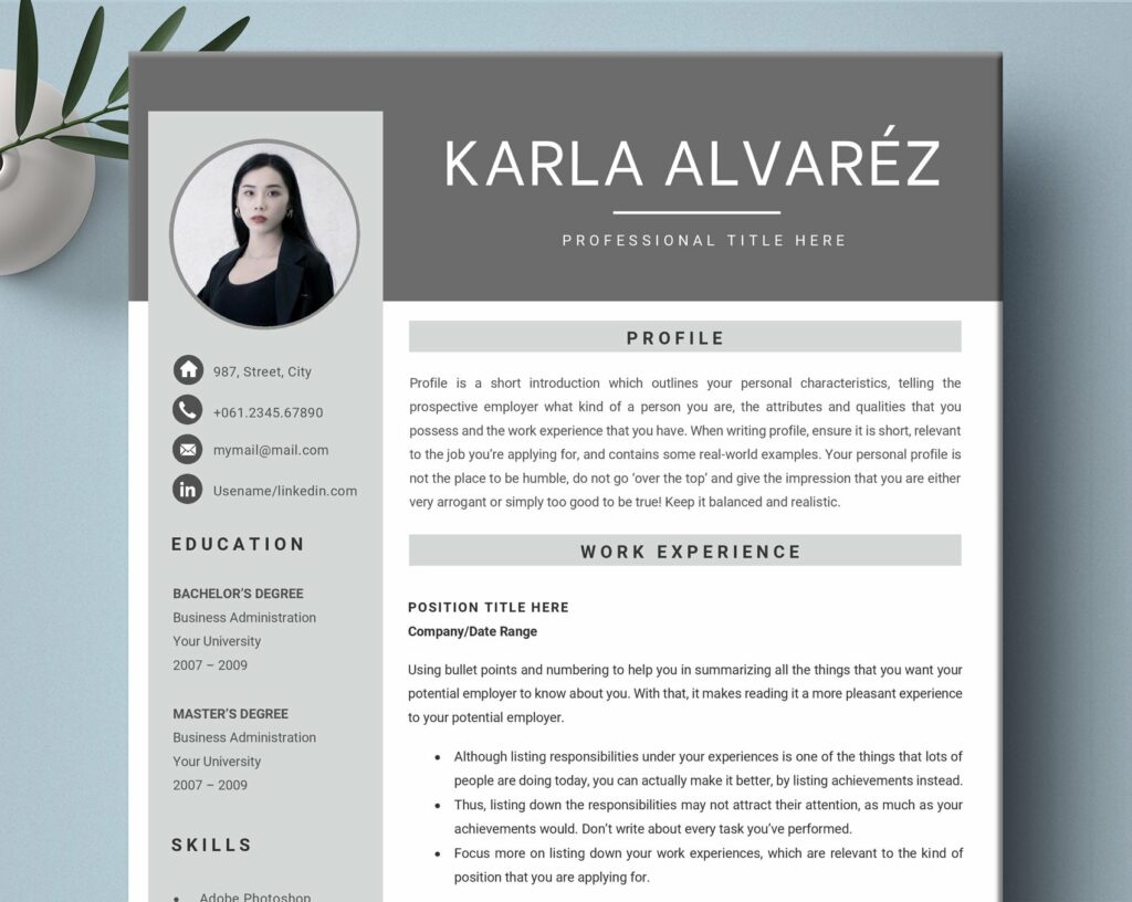 Professional CV Template 4 Pages – MasterBundles