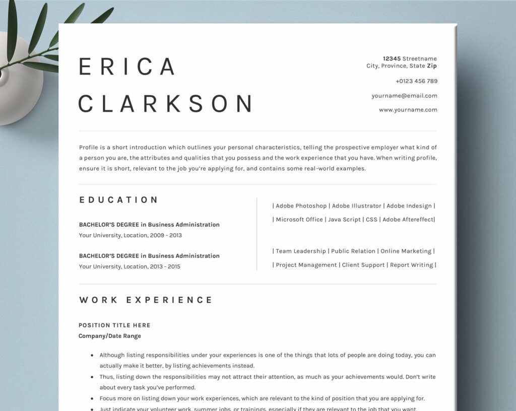 Modern Resume Template CV – MasterBundles