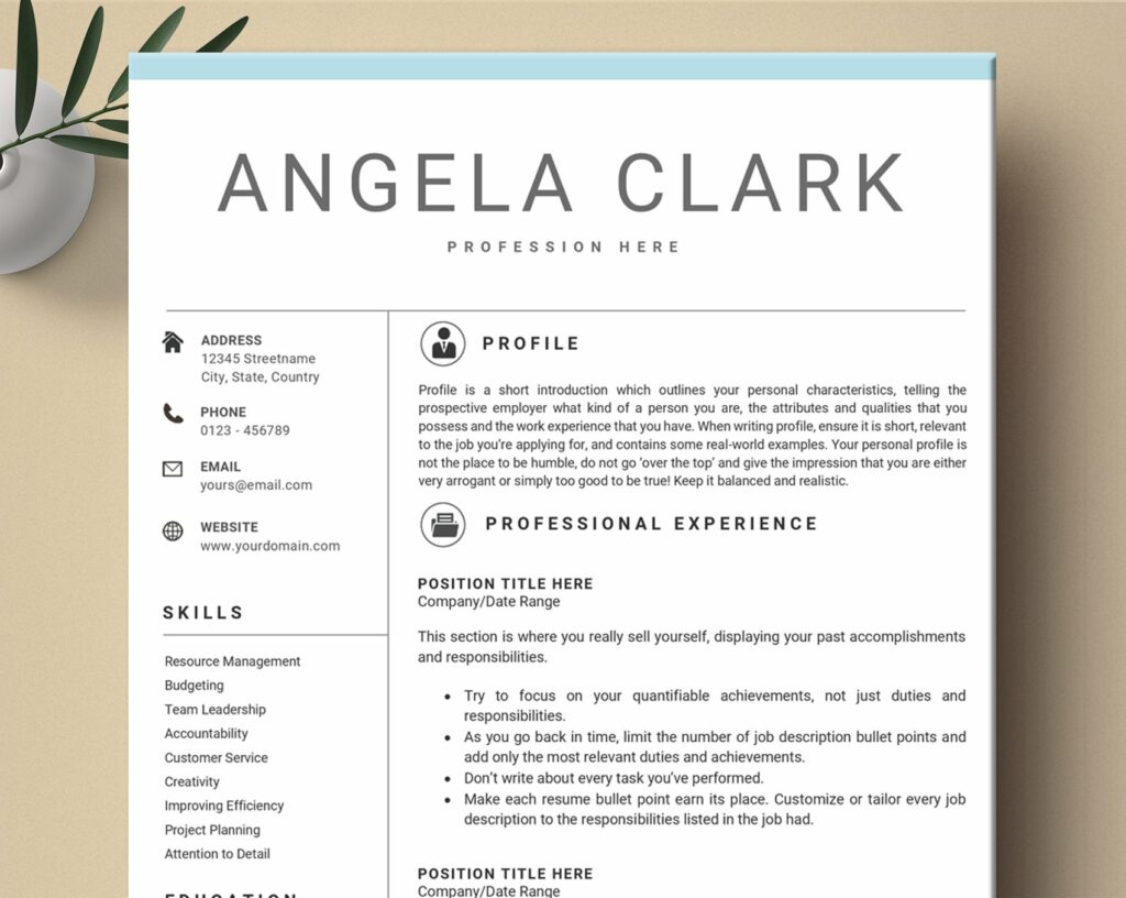 Word Resume 2 Pages & Cover Letter – MasterBundles