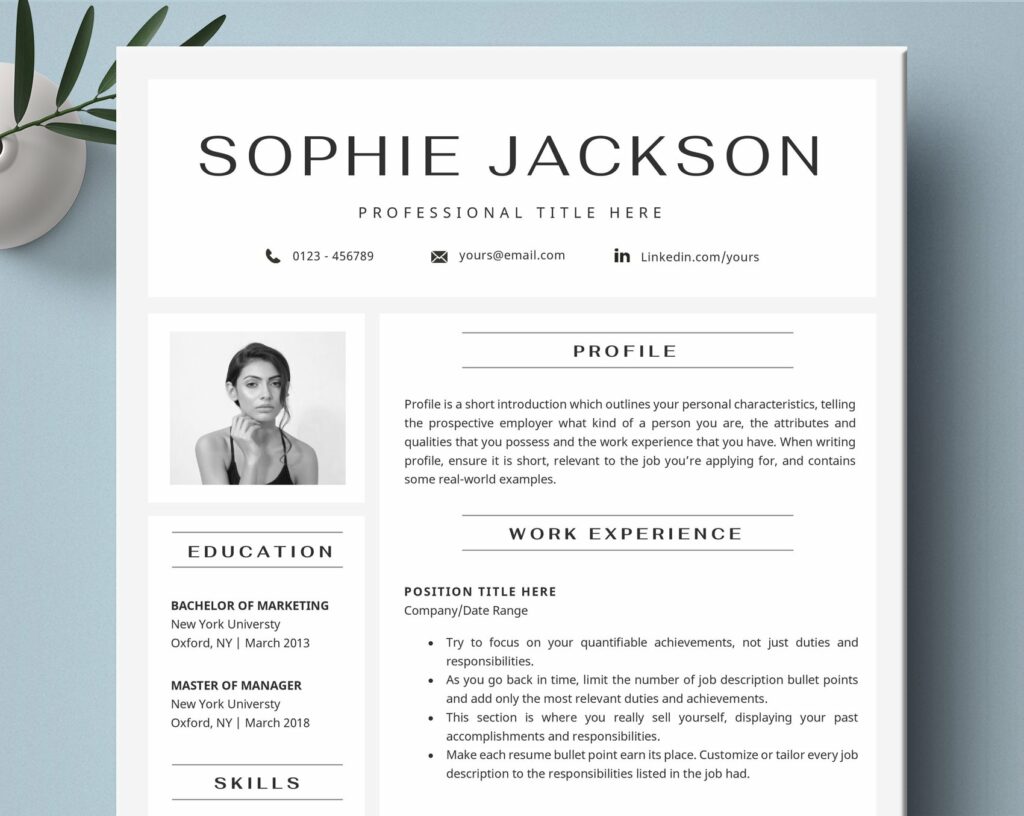 Resume Template / CV with Photo – MasterBundles