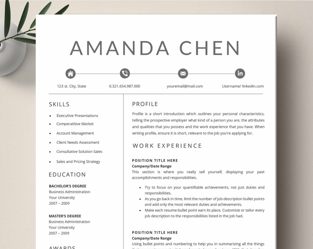 MS. Word - Resume Template 4 Pages – MasterBundles