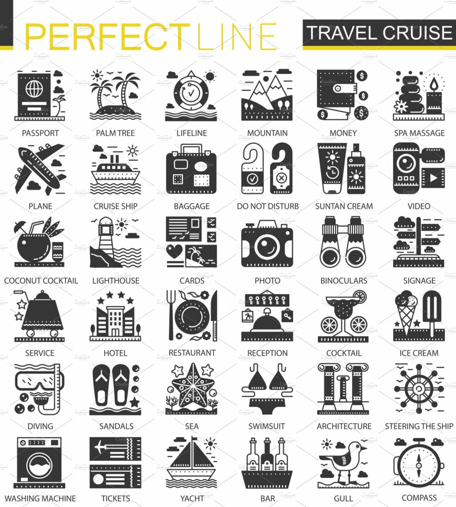 Travel cruise black concept icons – MasterBundles