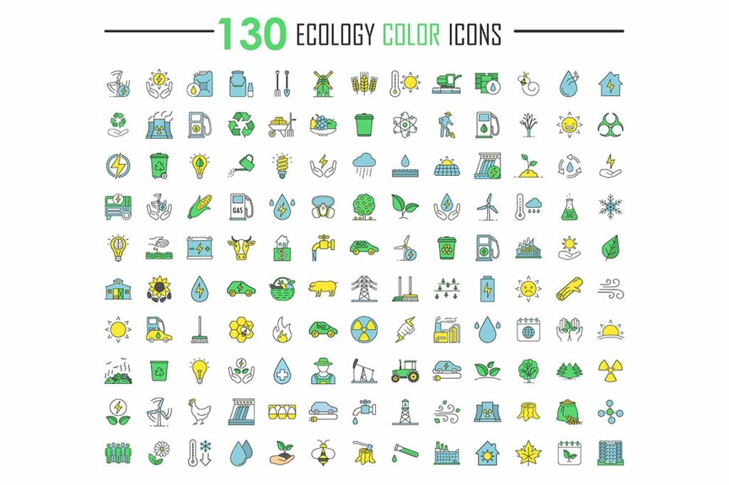 Ecology color icons big set – MasterBundles