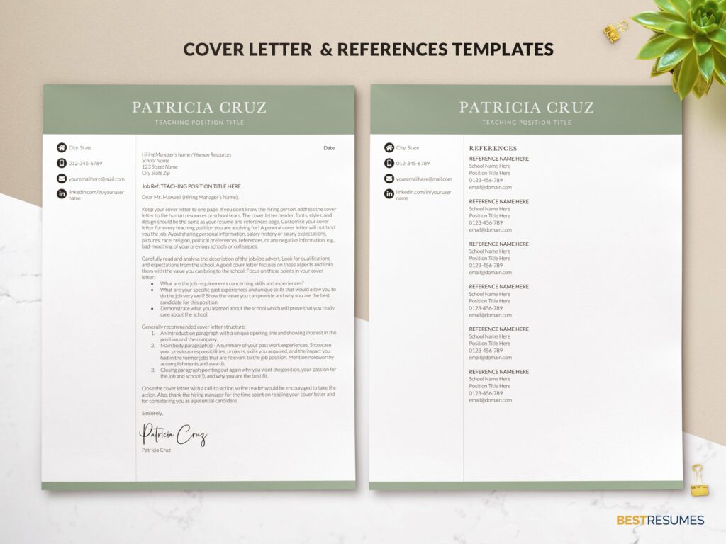 Editable Teacher Resume Template – MasterBundles