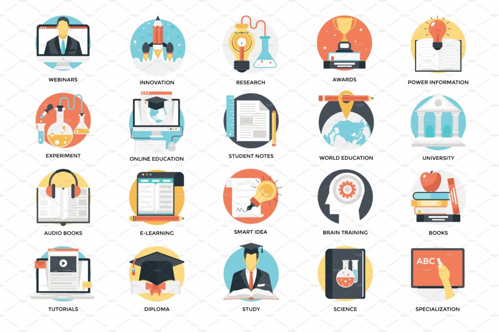175 Flat Education Icons – MasterBundles