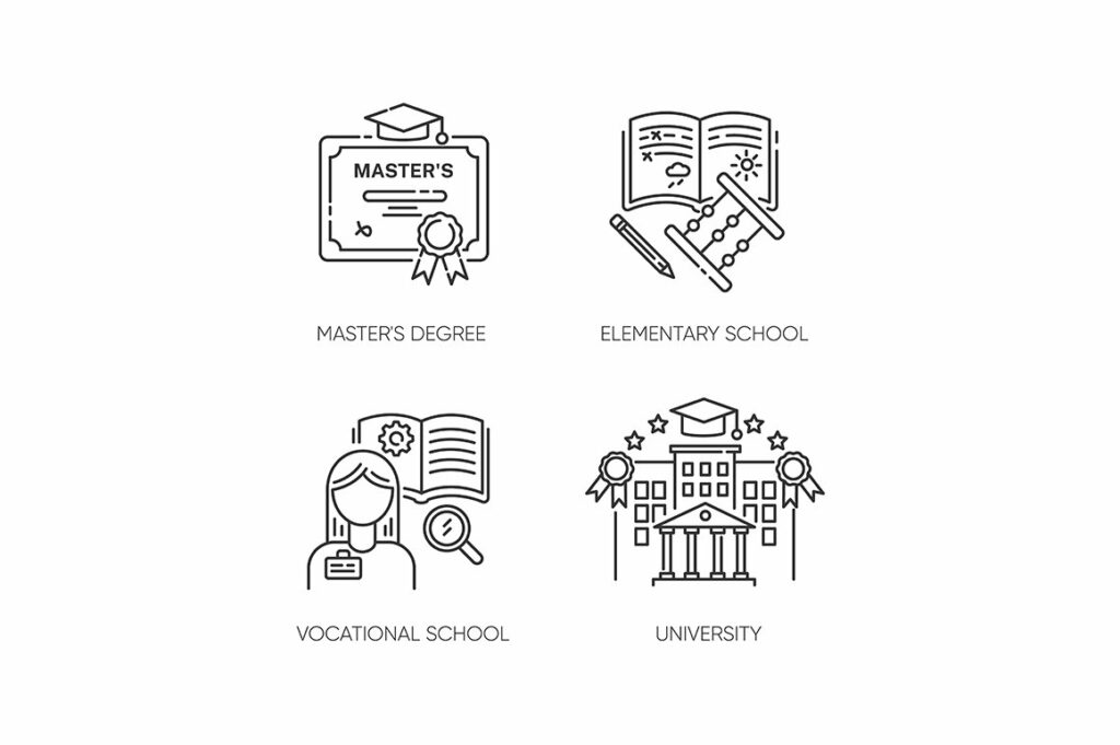 Primary and higher education icons – MasterBundles