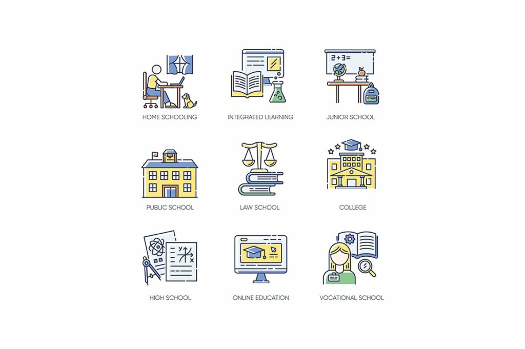 Education System Rgb Color Icons Set Masterbundles