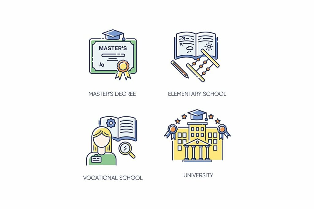 Primary and higher education icons – MasterBundles