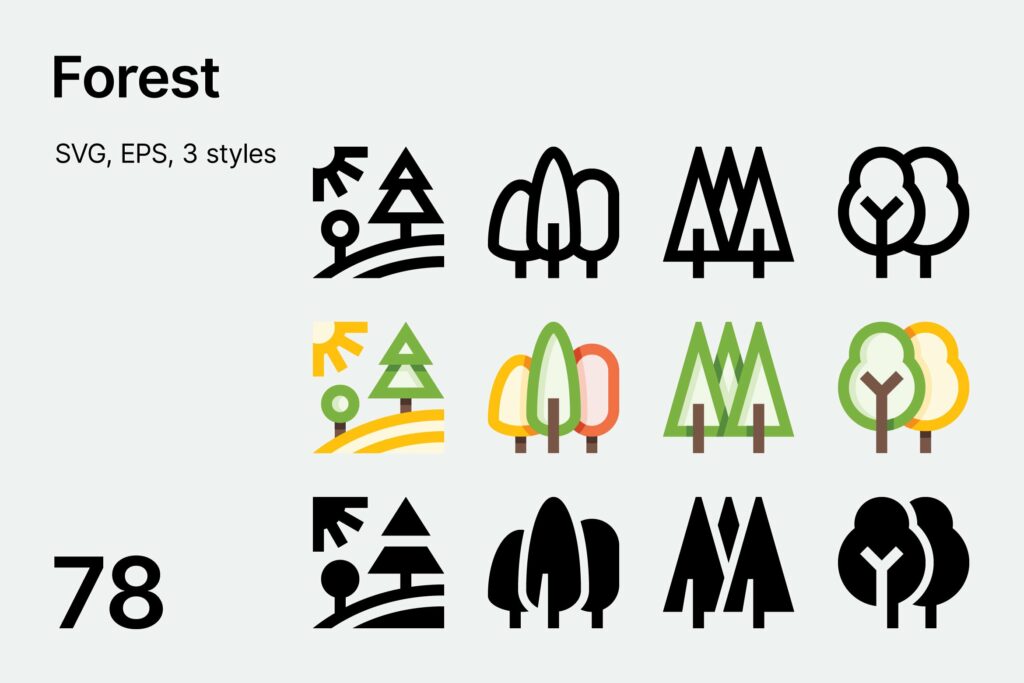 Basicons / Nature / Forest / Trees – MasterBundles