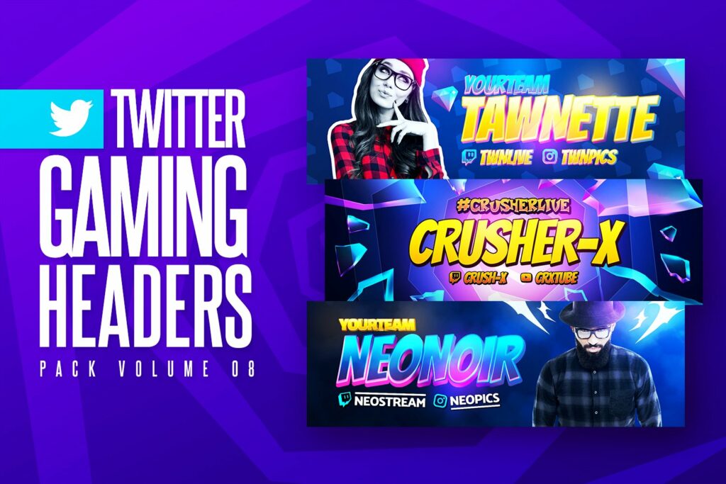 Gaming Twitter Headers Bundle – MasterBundles