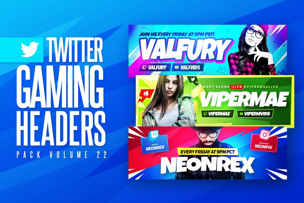 Gaming Twitter Headers Bundle – MasterBundles