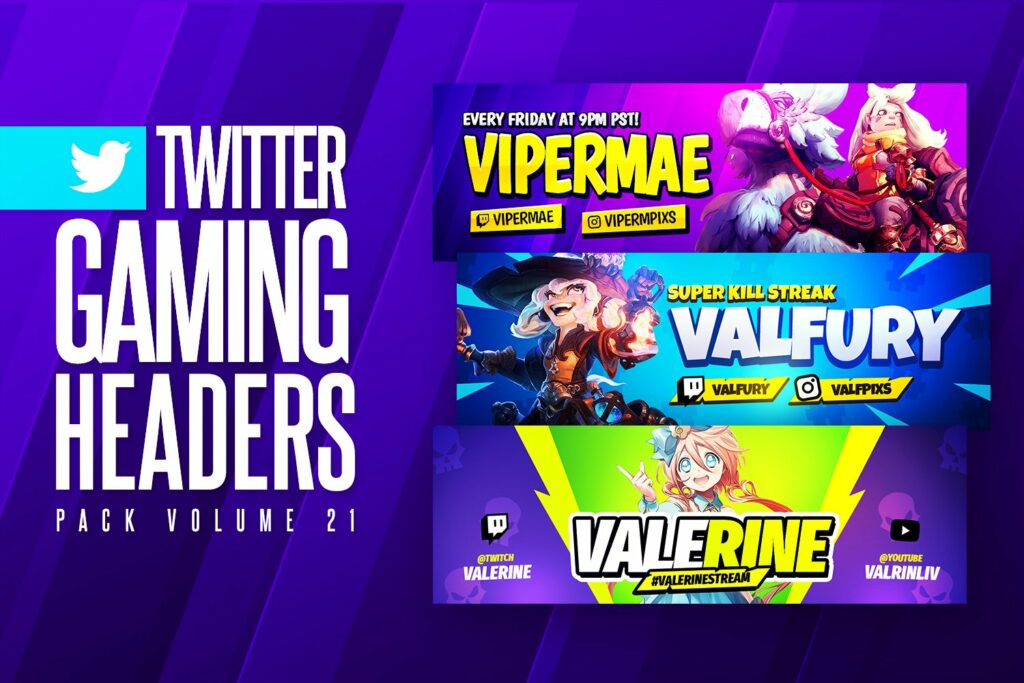 Gaming Twitter Headers Bundle – MasterBundles