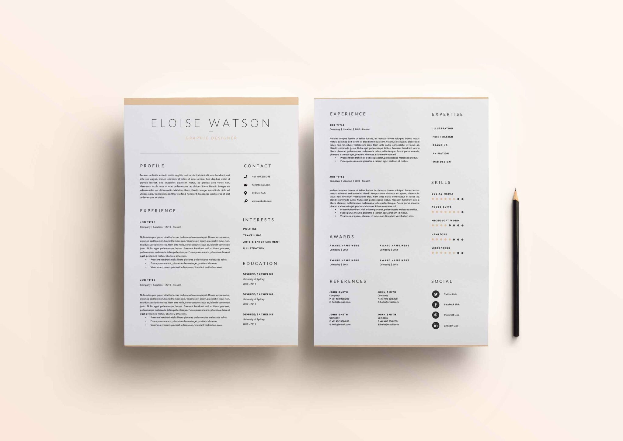 3 Page Resume Template | INDD + DOCX – MasterBundles