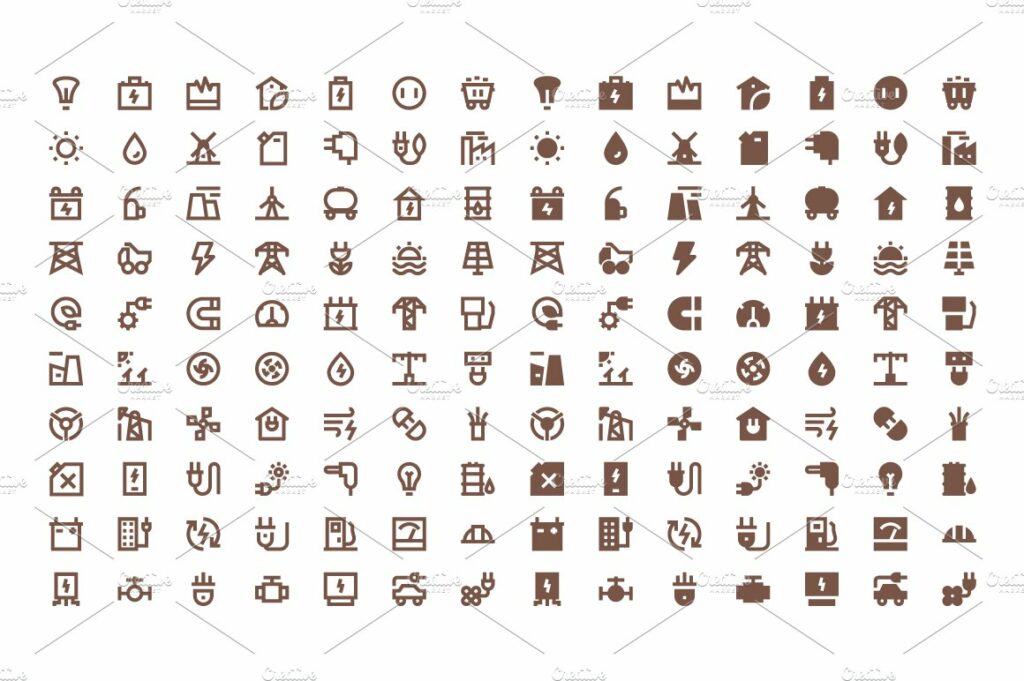 140 Energy and Power Material Icons – MasterBundles