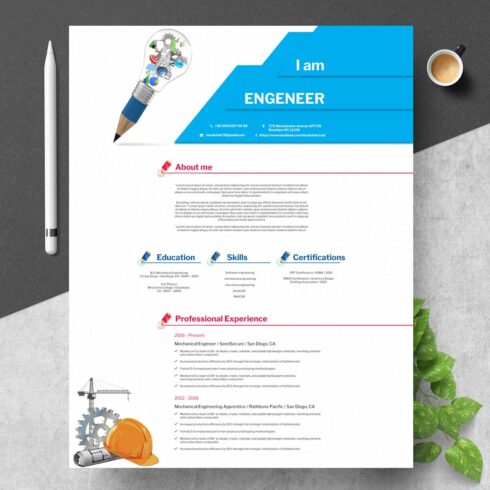 Engineering Resume Template PSD – MasterBundles