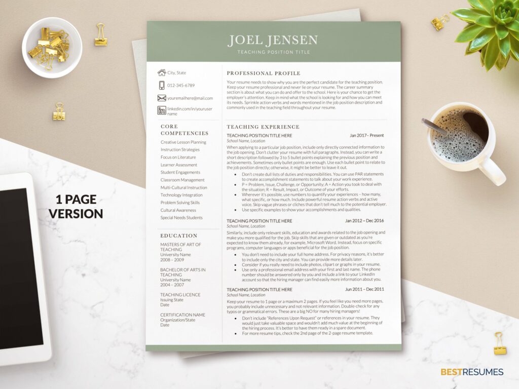 English Teacher Resume Template – MasterBundles