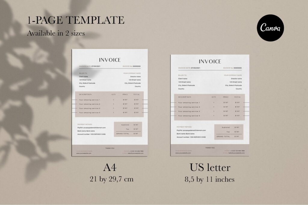 Invoice Canva Template | MADISON – MasterBundles