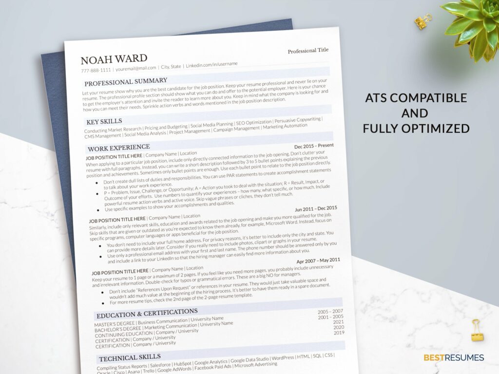 Executive Resume for Google Docs – MasterBundles