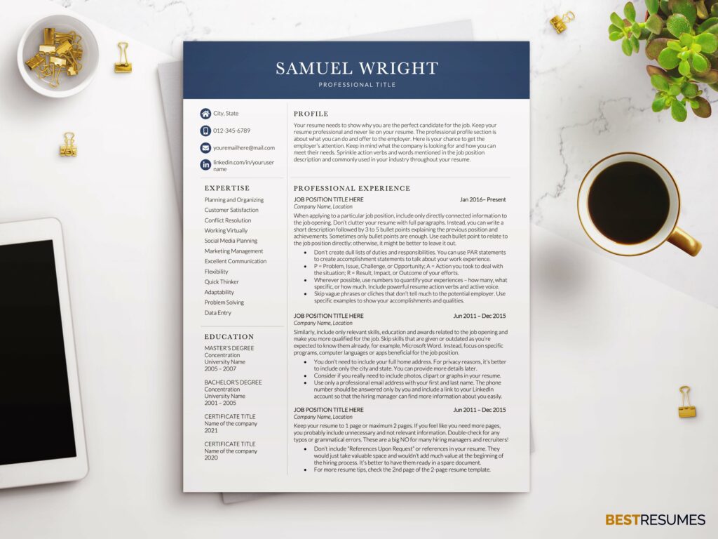 Executive Resume Template for Word – MasterBundles