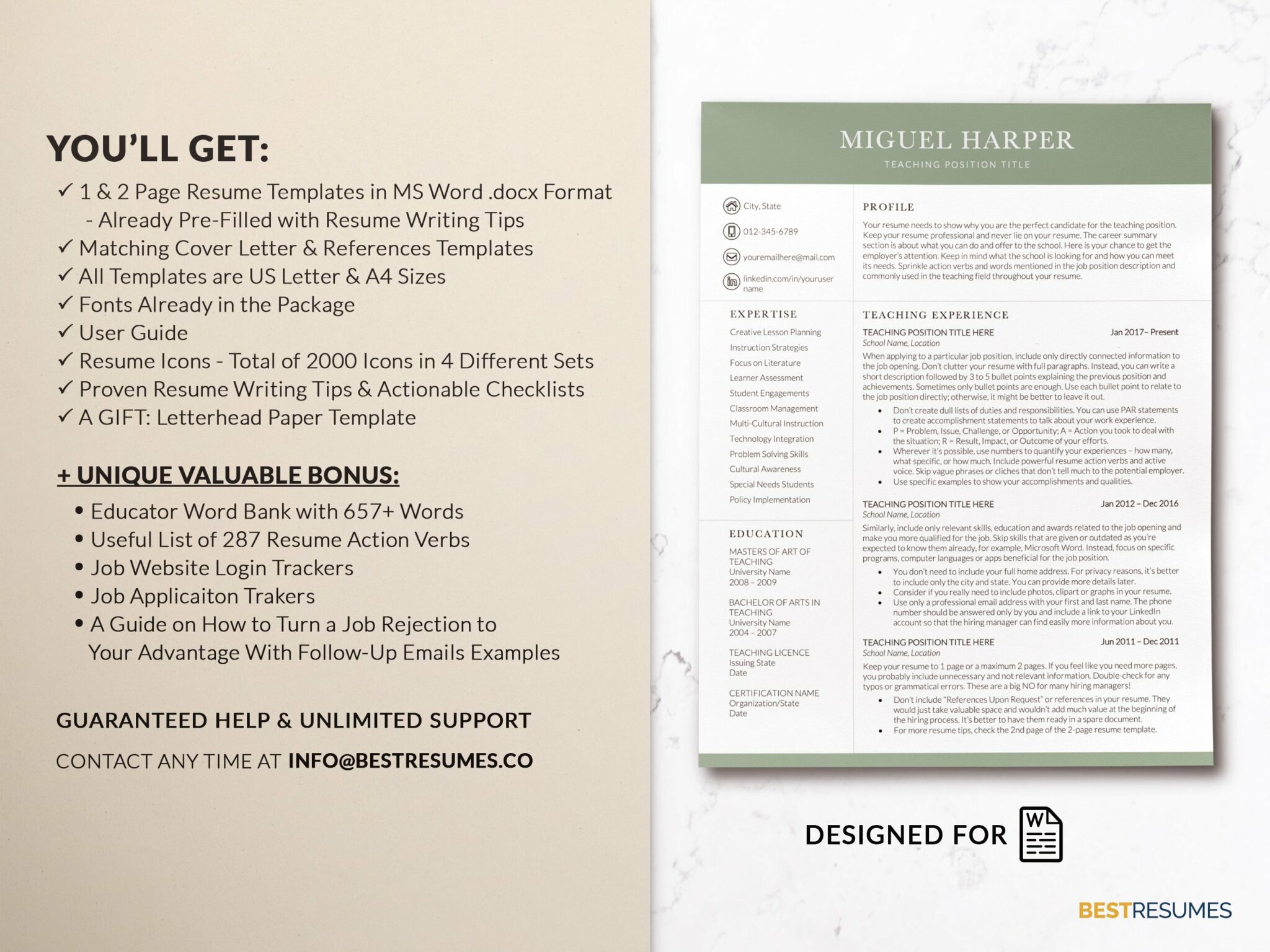 Experienced Teacher Resume Template – MasterBundles