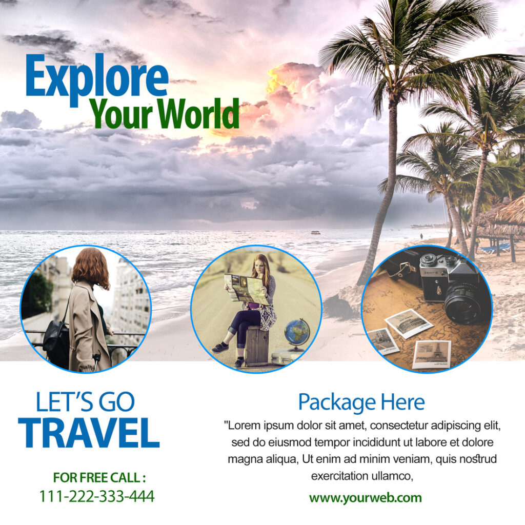 Travel Poster Social Media Post Template - MasterBundles