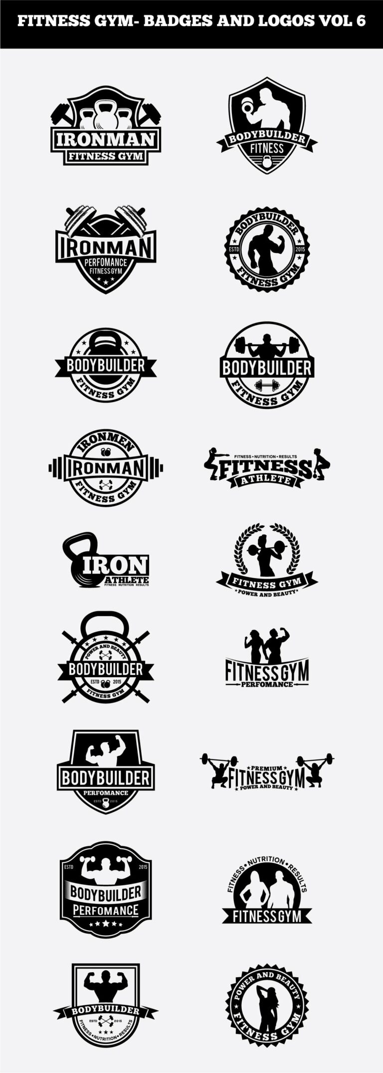 FITNESS GYM- BADGES AND LOGOS VOL 6 – MasterBundles