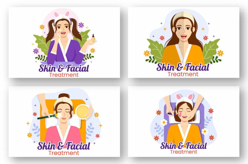 12 Facial and Skin Treatment Illustration - MasterBundles