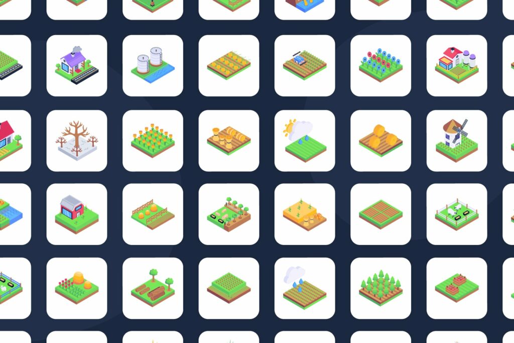 100 Isometric Farm Icons – MasterBundles