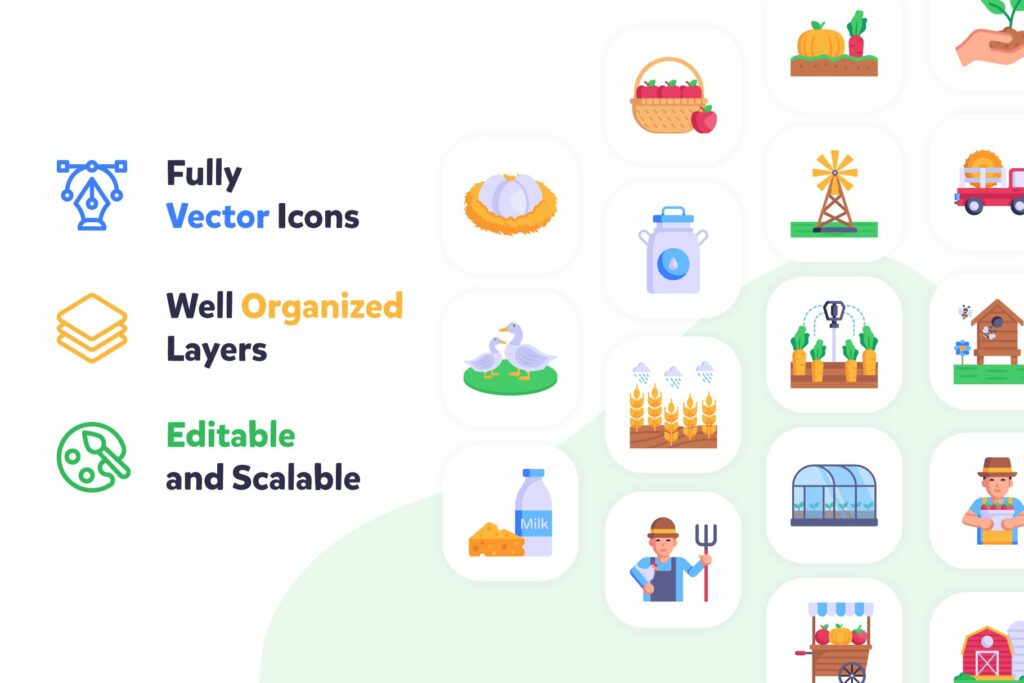 100 Farming Icons - Flat Vectors – MasterBundles
