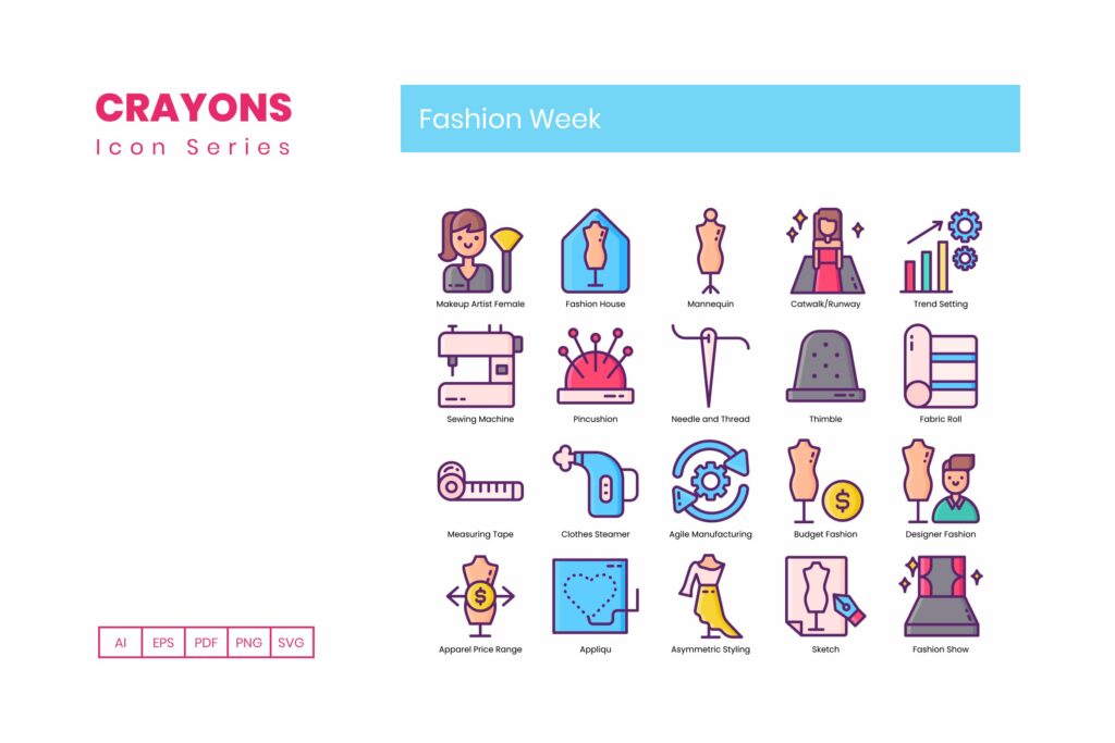 80 Fashion Week Icons | Crayon – MasterBundles