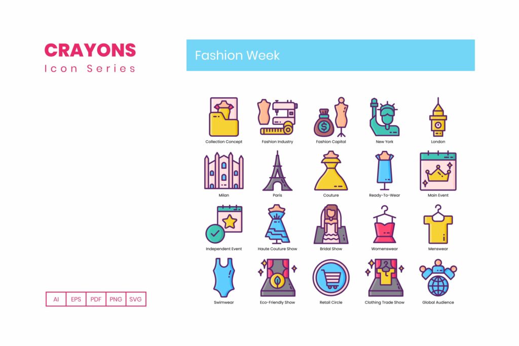 80 Fashion Week Icons | Crayon – MasterBundles