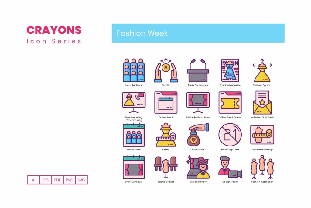 80 Fashion Week Icons | Crayon – MasterBundles