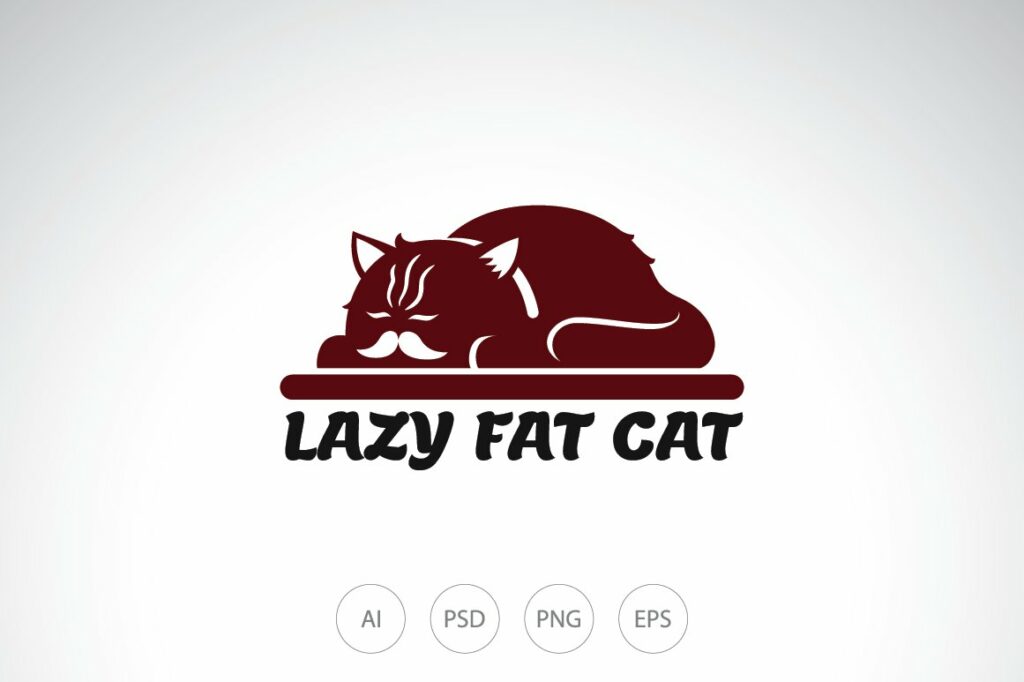 Lazy Fat Cat Logo Template – MasterBundles