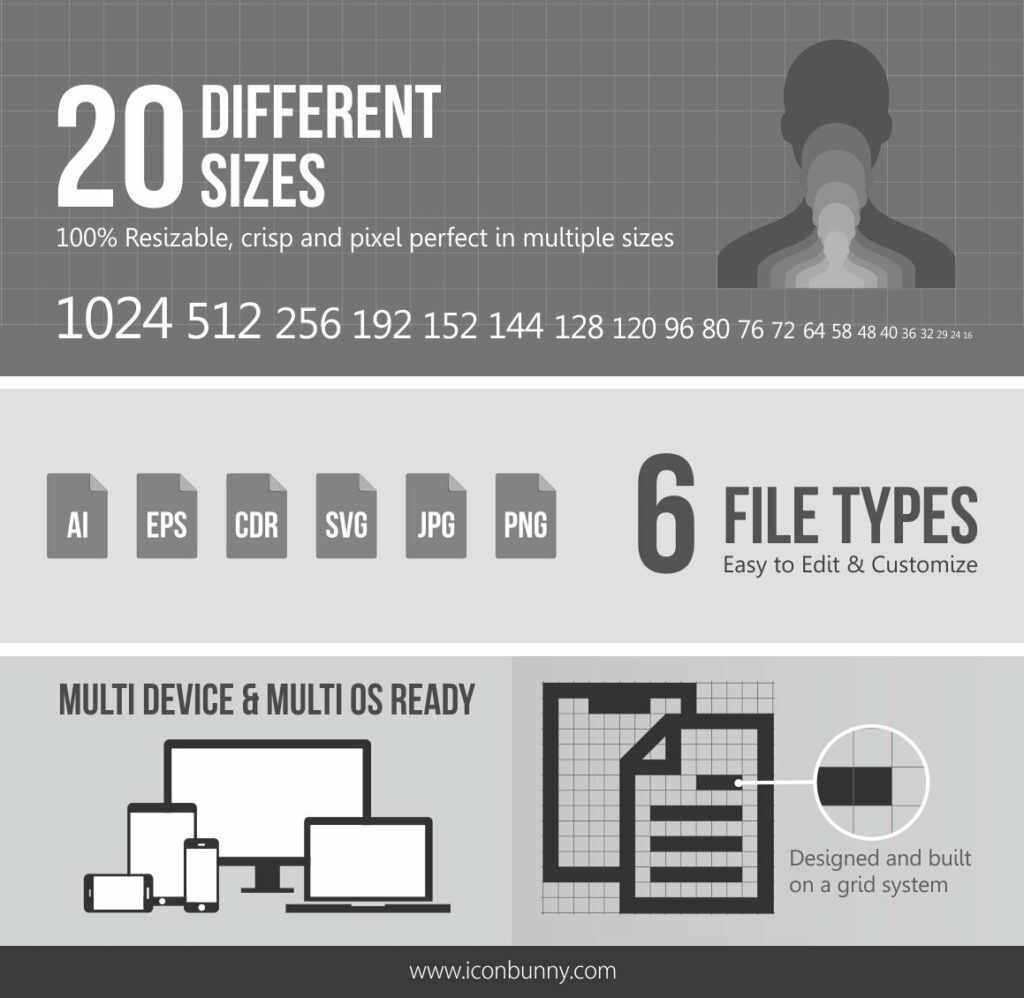 100 Material Design Greyscale Icons – MasterBundles